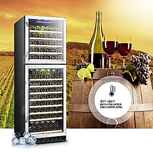 Lanbo Dual Door Dual Zone Built-in Wine Cooler with Front Exhaust, 162 Bottle