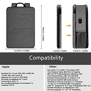ZINZ Slim & Expandable Laptop Backpack 15 15.6 16 Inch Sleeve with USB Port, Spill-Resistant Notebooks Bag Case for Most 14-16 Inch MacBooks Surface-Books Dell HP Lenovo Asus Computers,G01BK02