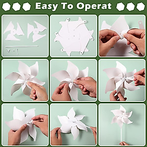12 Pieces Novelty DIY Pinwheels Craft for Kids Color Your Own Pinwheels 4th of July Patriotic Pinwheels Crafts White Blank Pinwheels Summer Crafts for Classroom Art Daycare Project Activities