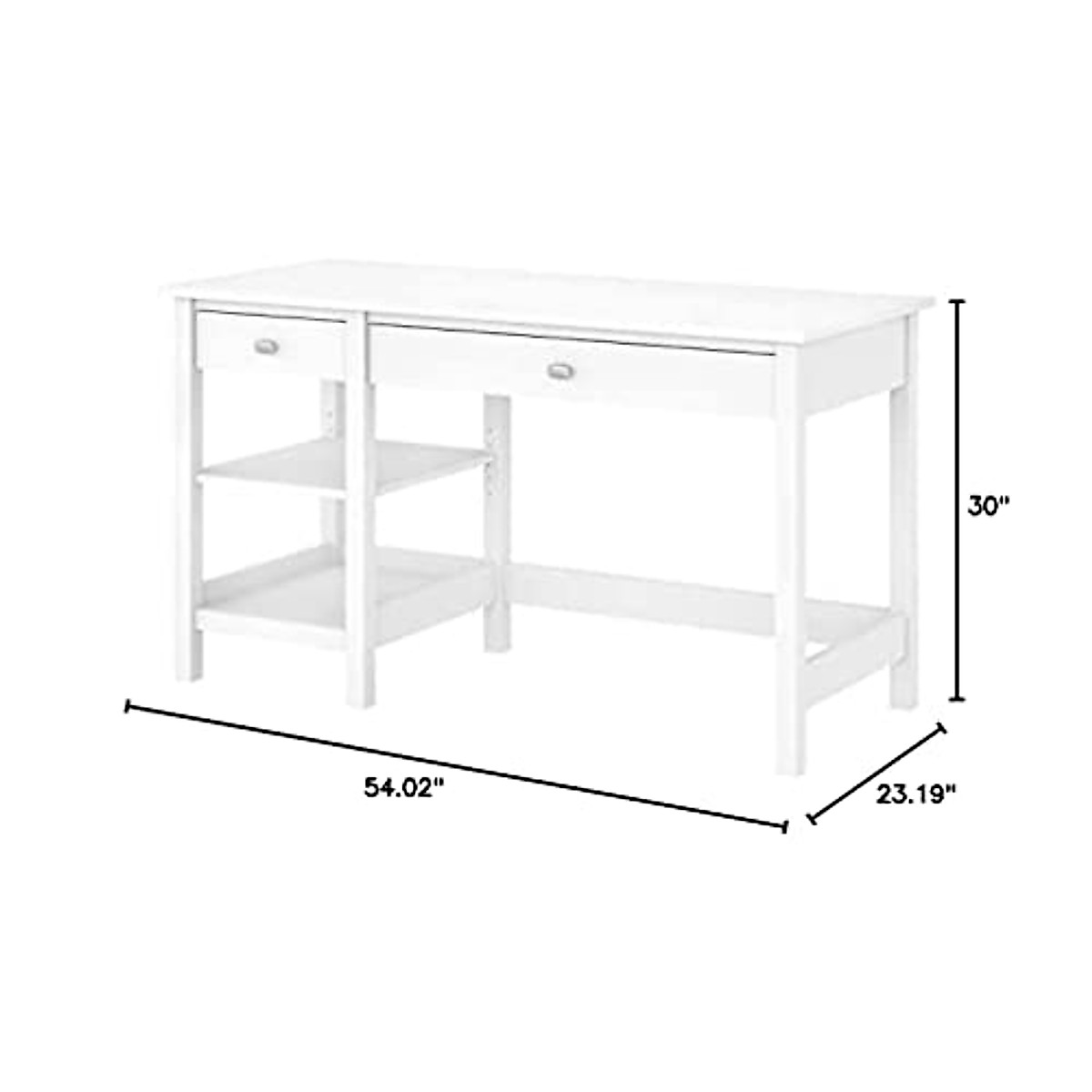Bush Furniture Broadview Computer Desk with Shelves in Pure White