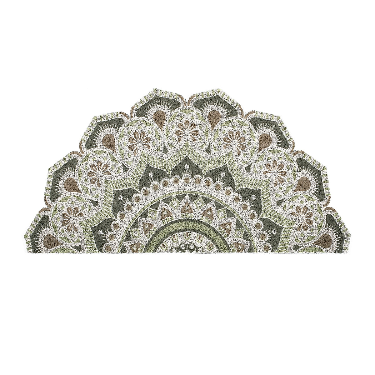 Sunlit 33.5" x 15.8" Mandala Dirt Trapper Welcome Mats, Small Indoor Outdoor Non-Slip Front Door Mat, Front Back Door Decor, Low Profile Entryway Rug, Easy to Clean Door Mat Waterproof, Green