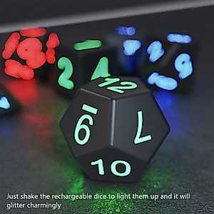 Light Up Dice,DND Dice Rechargeable with Charging Box,7 PCS LED Dice,Dungeons and Dragons Dice Polyhedral Dice Sets for Tabletop Games (Glowing dice)