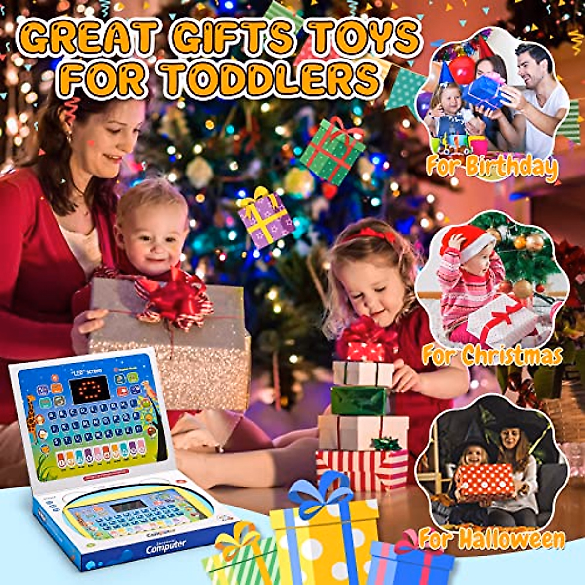 Toddler Educational Tablet Sensory Toys for Boys Age 2-4, Kids Preschool Learning Activities Games Electric Interactive Laptop with Read Spell & Talking Mode for Autism Children Birthday Presents