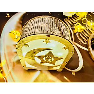 Eid Gift Crescent Moon Star Tray, Eid Décor, Eid Party Platter, Iftar Décor, Appetizer Serving Tray Party Serving Tray Wooden Tray for Stones, Wooden Tray (3 Pcs/Set)