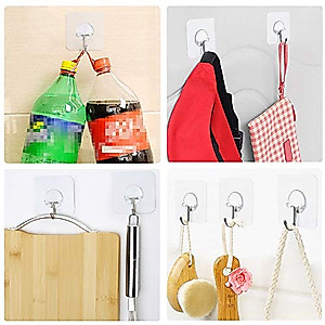 FOTYRIG Adhesive Hooks Sticky Hooks for Hanging Heavy Duty Wall Hangers Without Nails 15lb(Max) 180 Degree Rotating Seamless Stick on Wall Hooks Bathroom Kitchen Office Outdoors-20 Packs
