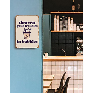 Funny Bubble Boba Tea 5 - Retro Metal Tin Sign Vintage Plaque Poster for Home Kitchen Bar Coffee Shop 12x8 Inch
