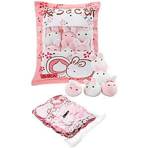 Civaner Cute Plush Pillow Kawaii Room Decor Throw Pillow Removable Stuffed Animal Toys Fluffy Cherry Bunnies Dog Dinosaur Cookies Christmas Home Decor Gifts(Bunny)