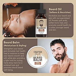 Beard Oil and Balm Set - Softer, Smoother, Moisturized Beard Care - Cedarwood Scent Gift for Men