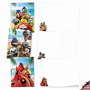 The Best Card Company - 20 Assorted Blank Note Cards Boxed Set 4 x 5.12 Inch with Envelopes (10 Designs, 2 Each) Wildlife Photo Ops AM10209OCB-B2x10