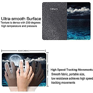 Ocean and Moon Mouse Pad, Moon Illuminating The Clear Blue Ocean Design Mouse Pad, Mouse Mat Square Waterproof Mouse Pad Non-Slip Rubber Base MousePads for Computer Laptop Men Women Kids
