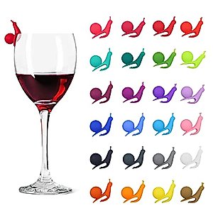 24 Pieces Cute Snail Silicone Wine Glass Charms Markers, Funny Colorful Drink Markers Silicone, Wine Glass Charms Markers Tags Identification for Champagne, Cocktails, Martinis (snail)