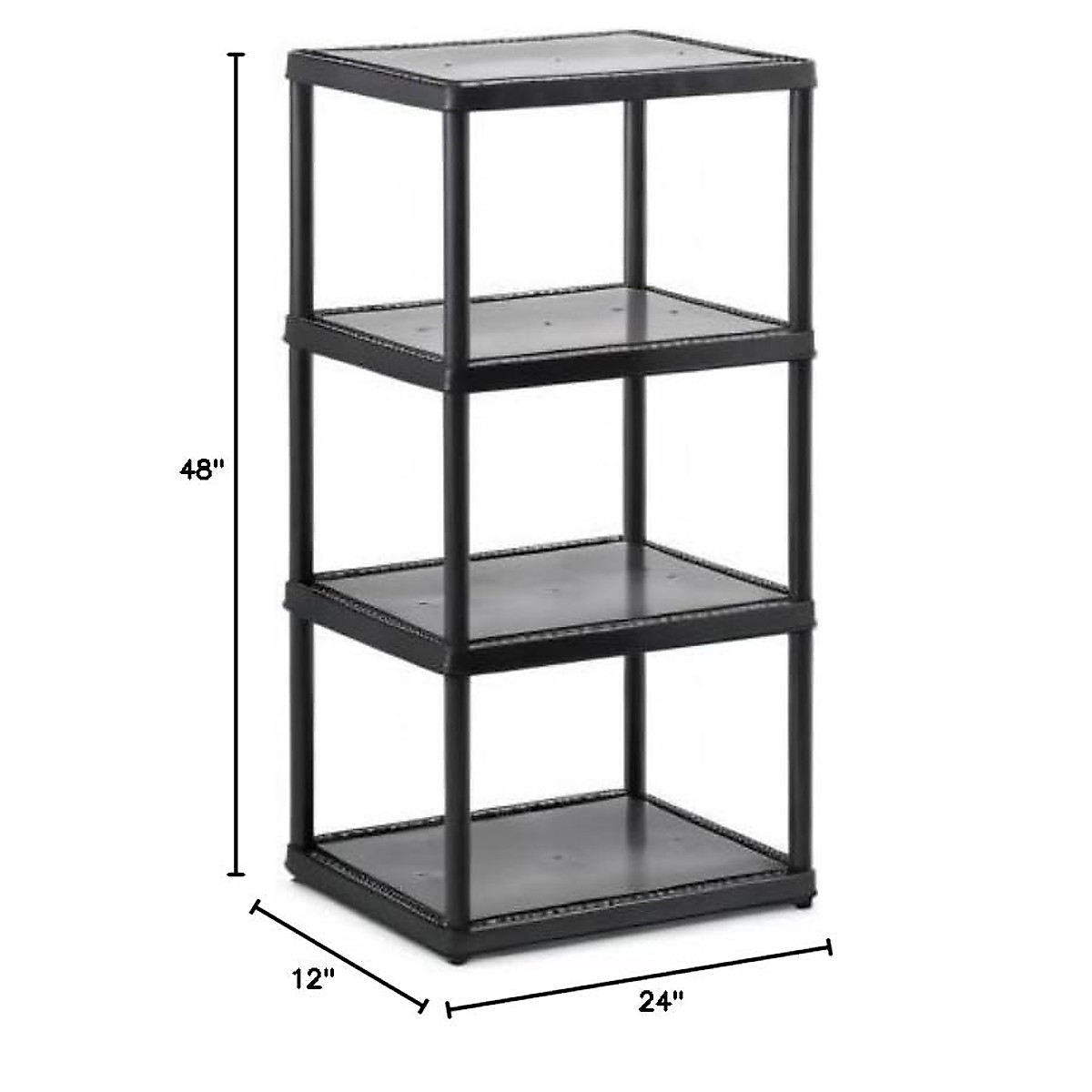Gracious Living 4 Shelf Tier Light Duty Indoor and Garage Shelf, Black (2 Pack)