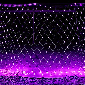 TW SHINE Halloween Christmas 200 LED Net Lights, 9.8 FT x 6.6 FT Connectable Waterproof Decorations with 8 Modes for Outdoor Garden Holiday Party (Purple)