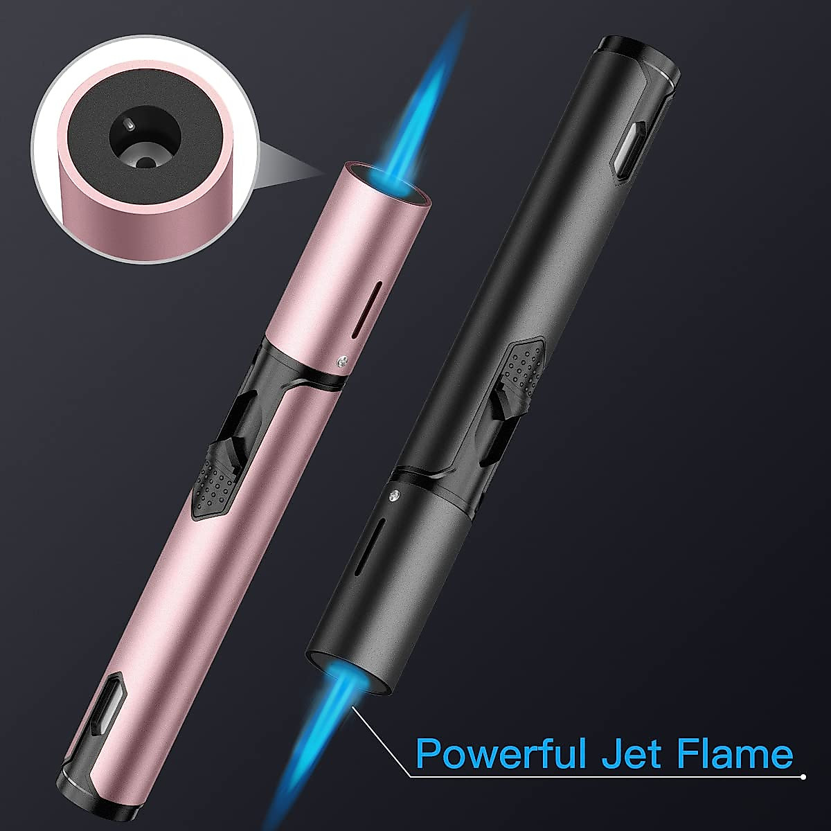 Torch Lighters, Candle Lighters 2 Pack, Butane Lighters, Multipurpose Windproof Butane Refillable Gas Torch Lighter, Jet Flame Mini Torch Lighter for Grills, Fireplaces, Camping. (Butane Not Included)