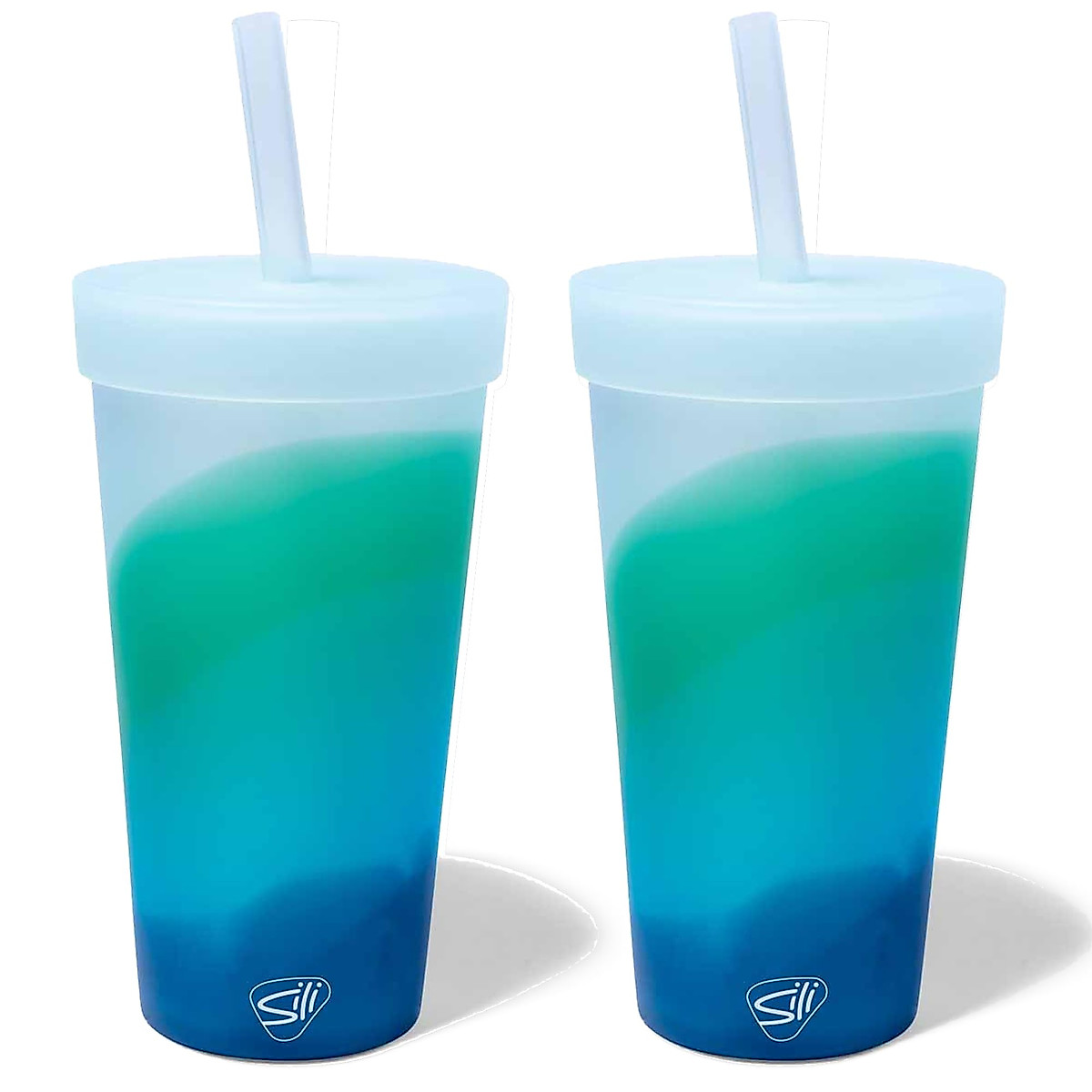 Silipint: Silicone 22oz Straw Tumblers: 2 Pack - Mountain Air - Unbreakable Cups, Hot or Cold, Sustainable, Airtight Lid, Travel