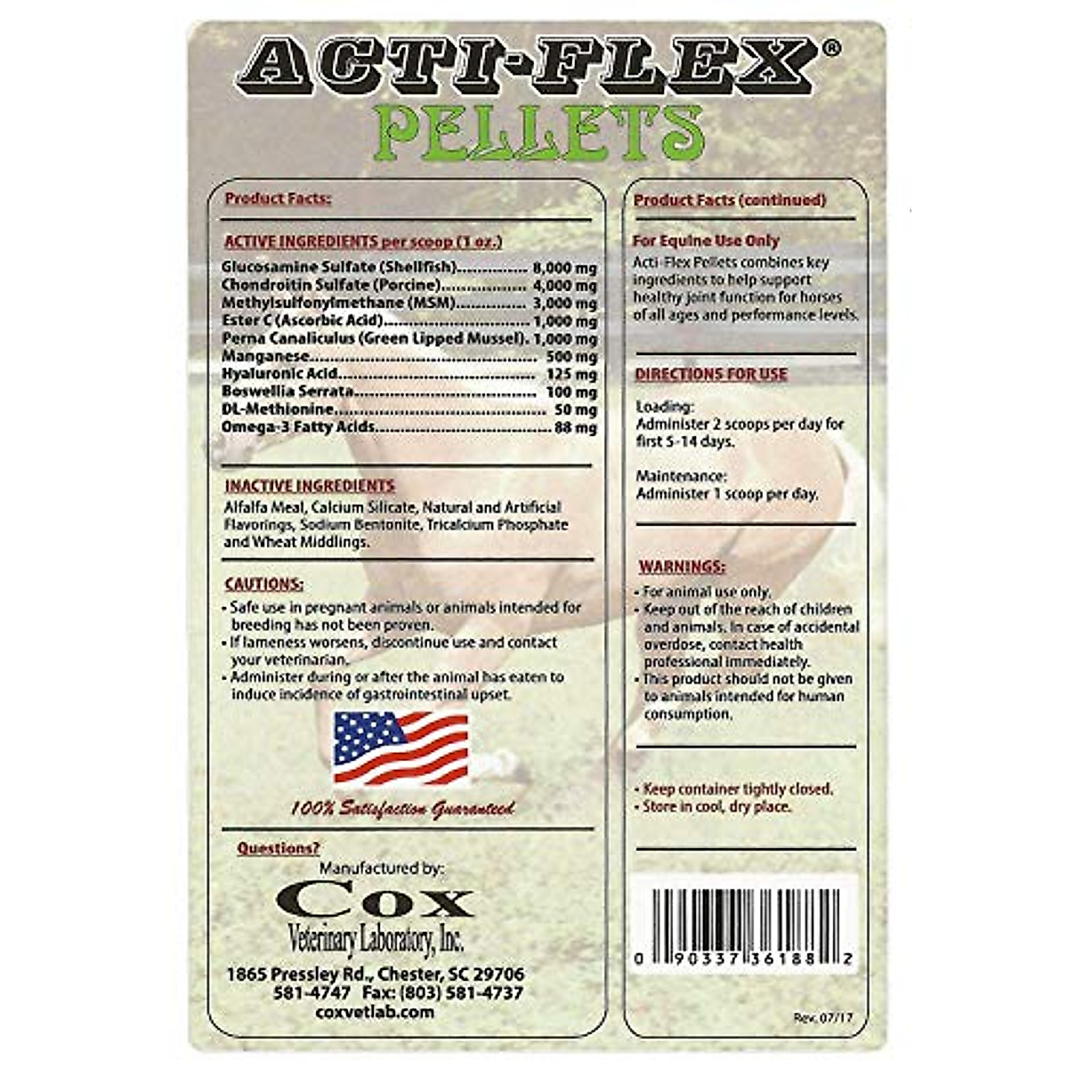 Acti Flex EZE-GO Packs. Pelleted Supplement Supports Healthy Joint Function in Horses of All Ages and Performance Levels. Highly Palatable. Convenient, 1-Oz, EZE-GO Packs. 80-Day Supply. Made in USA.