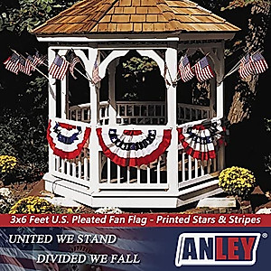 Anley USA Pleated Fan Flag, 3x6 Feet American US Bunting Flags Patriotic Stars & Stripes - Sharp Color and Fade Resistant - Canvas Header and Brass Grommets - United States 3 x 6 Feet Half Fan Banner