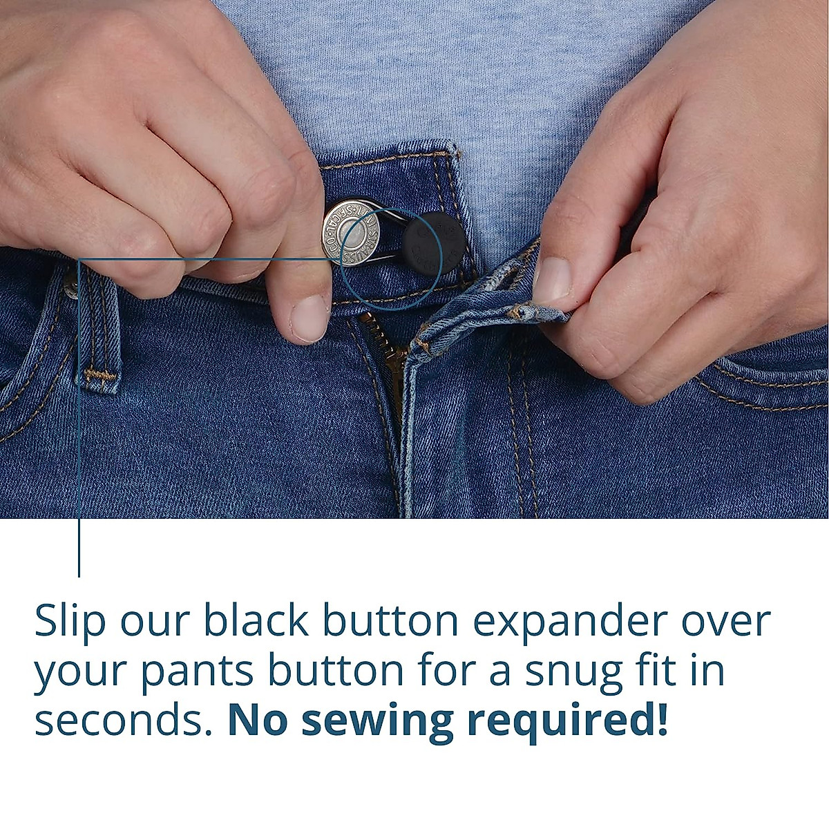 Flexible Button Waist Extenders for Pants (6-Pack Black) Men and Women’s Pants, Shorts, Skirts - Jean Extender Button by Comfy Clothiers