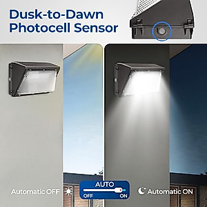 CINOTON 90W UL Listed 12000LM Outdoor Led Wall Pack Light with Dusk-to-Dawn Photocell Sensor, IP65 Waterproof 5000K Daylight Wall Mount Lights, Support 110-277V AC Power Replace [400W HID/HPS]