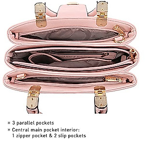 Dasein Women Satchel Handbags Top Handle Purse Medium Tote Bag Vegan Leather Shoulder Bag (Light Pink)