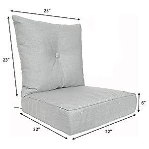 Rulu Patio Cushion Outdoor/Indoor Sunbrella, Seat 22x22x6 inch + Back 23x23x7 inch, 2 Piece Set, Canvas Granite