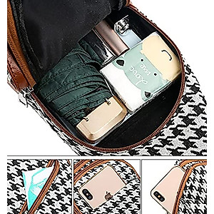 DAISHA Houndstooth canvas Casual Sling Backpack Multi-pocket,Travel Hiking Chest Bag Crossbody Daypack for Men & Women., Black, ytt3717