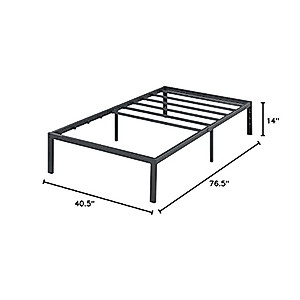 PrimaSleep 14 inch Dura Metal Steel Slate Bed Frame/Noise Free, , Twin, Black