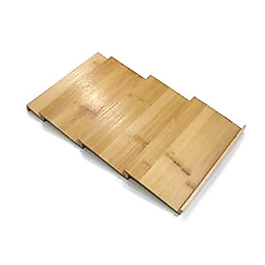 Bamboo Spice Rack Drawer Organizer - 10 in Width - Interlocking Low Profile Pieces with Anti-Slip Tape - Combine or Split Sets for Two Separate Drawers or Different Size Drawers