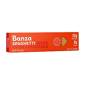 Banza Spaghetti Pasta from Chickpeas - Gluten Free, High Protein, and Lower Carb Protein Spaghetti Chickpea Pasta - 8oz