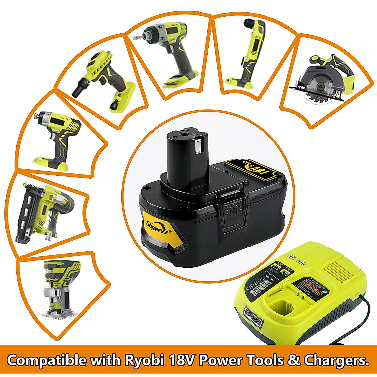 Masione 2-Pack 5.0Ah Replacement for Ryobi 18V Battery Lithium-Ion Compatible with P108 P102 P103 P105 P107 P109 P122 Batteries