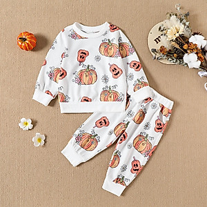 Toddler Halloween Costume Fall Baby Clothes Unisex Crewneck Long Sleeve Pumpkin Top and Pants Cute Two Piece Outfit Mis Pedidos Amazon Gift Card Renacimiento Ropa