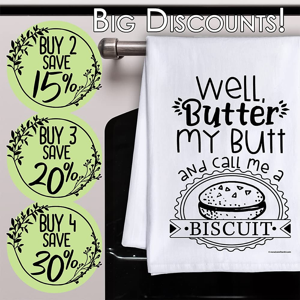 Well Butter My Butt and Call Me a Biscuit - Funny Kitchen Towels Decorative Dish Towels with Sayings, Funny Housewarming Kitchen Gifts - Multi-Use Cute Kitchen Towels - Funny Gifts for Women