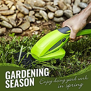 WORKPRO Cordless Grass Shear & Shrubbery Trimmer - 2 in 1 Handheld Hedge Trimmer 7.2V Electric Grass Trimmer Hedge Shears/Grass Cutter Rechargeable Lithium-Ion Battery and Charger Included