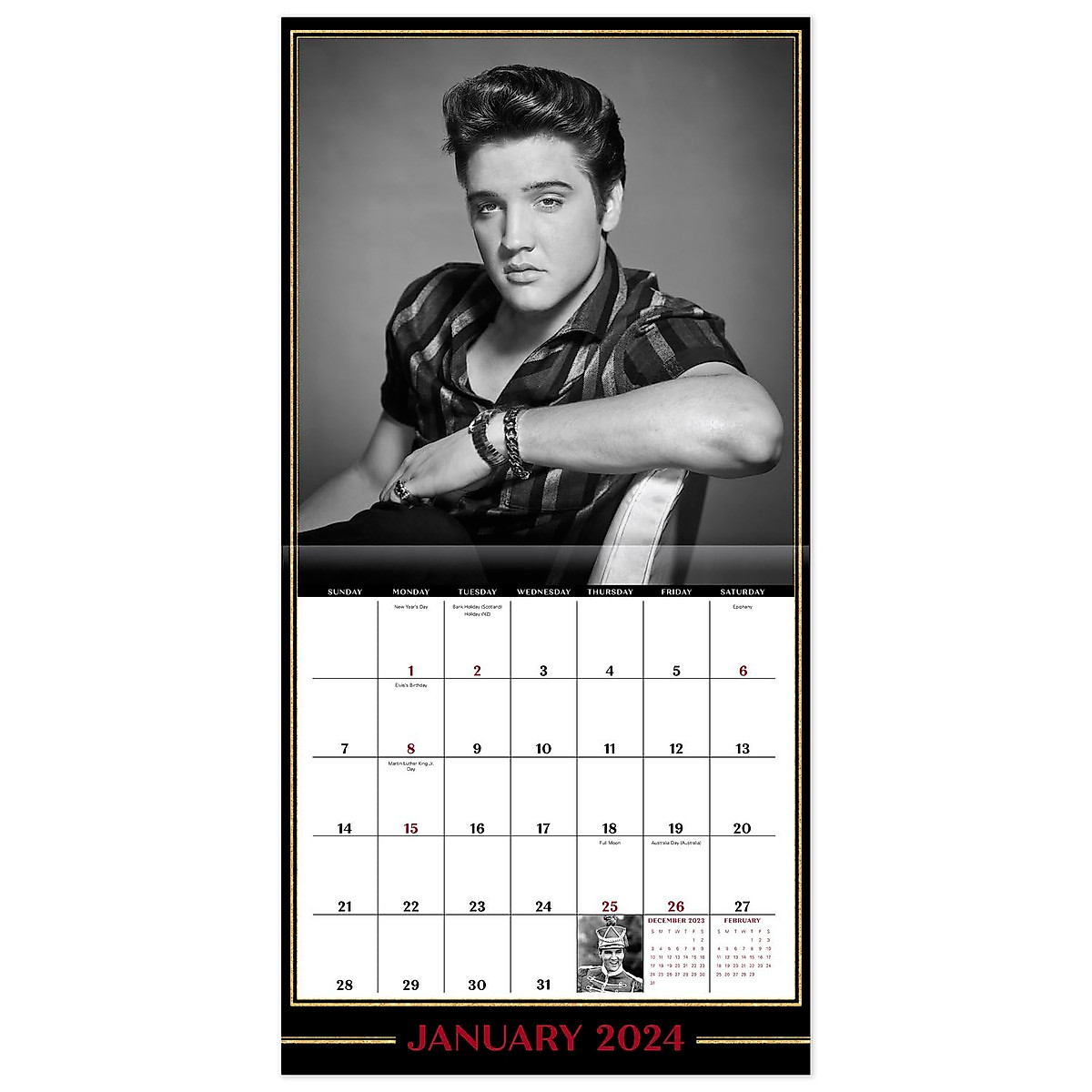 2024 Elvis Presley Monthly Wall Calendar, 16 Months, 12" x 12" (DDD3732824)