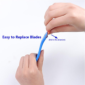 Longluosi 3 Pack Razor Blade Scrapers,2 Double Edged Scrapers and Simple Scraper with Extra 30 Metal and 50 Plastic Razor Blades, Labels Scraping Tools for Windows, Stovetop, Appliance
