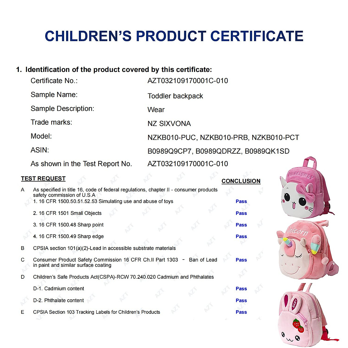 NZ SIXVONA Toddler Backpack for Girls, Cute Cartoon Cat Plush Small Baby Daycare Backpack for Little Kids, Red Cat