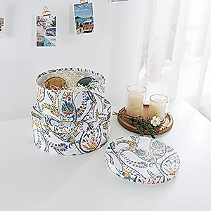 Soul & Lane Decorative Cardboard Storage Boxes with Lids, Paisley Charm - Set of 2: Floral Keepsake Boxes for Women, Oval Nesting Gift Boxes, Paperboard Pretty Storage Boxes for Shelves
