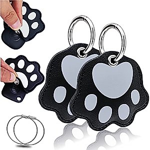 2 Packs Leather Case with Key Ring for Tile Mate 2022 2020 2018,Samsung Galaxy SmartTag Tracker & smarttag Plus+, Accessories Keychain for eufy Finder,Slim Holder Protect Tile tag for Dog,Kid (Black)