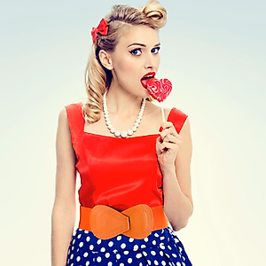 Wesiti 6 Pcs Stretch Belt for Women Dresses Wide Elastic Belt with Interlock Buckle, 6 Colors (Fresh Color, 8 Shaped)