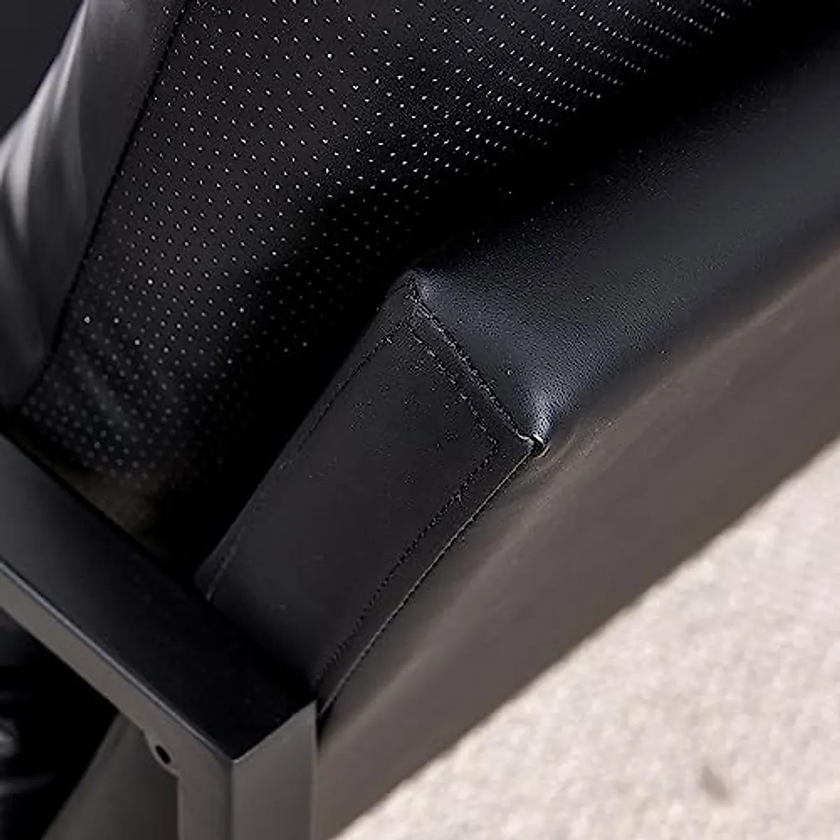 Uunquee Mid-Century Modern Loveseat Sofa,PU Leather 2 Seater Sofa Chair with 2 Pillows,Black Upholstered Accent Chair with Arms for Living Room,Office