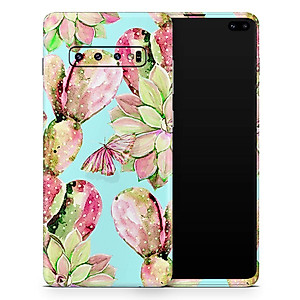 DesignSkinz Watercolor Cactus Succulent Bloom V3 Protective Vinyl Decal Wrap Skin Cover Compatible with The Samsung Galaxy S20 (Screen Trim & Back Glass Skin)