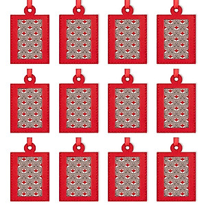 Cute Cartoon Foxes Christmas Photo Ornament Frame Red Picture Frame for Xmas Tree Hanging Decoration