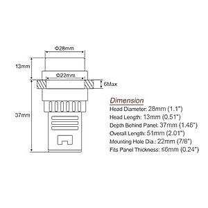 uxcell 5Pcs Yellow Indicator Light AC/DC 24V, 22mm Panel Mount, for Electrical Control Panel, HVAC, DIY Projects