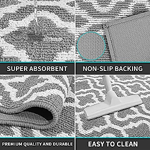 HEBE Indoor Door Mat Runner 20"x59" Non Slip Front Door Welcome Mats Washable Shoe Mats Dirt Trapper for Entryway Low Profile Kitchen Carpet for Entrance Hallways Entrance Mat for Dogs