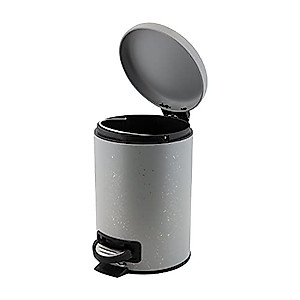 Elle Décor Step Bin with Lid Trash Can | Dimensions: 8.7"x 6.7"x 9.8" | 3 Liter | Speckled Design | Bathroom Accessories | Easy Open and Close | Grey