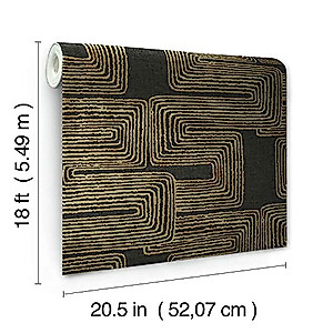 RoomMates RMK12213PL Nikki Chu Black and Metallic Gold Zulu Signature Peel and Stick Wallpaper