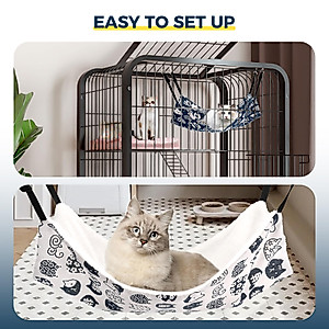 Cat Hammock for Cage Hanging Reversible 2Pack,Pet Hammock Bed Adjustable,Soft Sleeping Hammock for Cats,Ferret,Puppy,Rabbits,Small Animals (M, CAT)