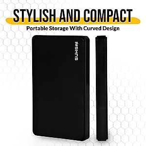 SUHSAI Portable External Hard Drive 1TB USB 3.0 Slim Pocket Size Hardisk Gaming Harddrive Storage and Data Backup Memory Extended 2.5" HDD for Xbox PS4 PS3 PC Games Mac Laptop Desktop (Black)