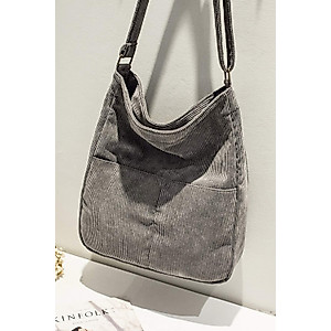 BOBILIKE Women Shoulder Bags Corduroy Crossbody Bag Handbag Purse, Grey