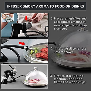 NEXT-SHINE Smoke Infuser Gun Starter Kit, Handheld Cocktail Smoker with 12 Inch Cloche, Accessories and Wood Chips, Cold Smoky Flavors for Food Drinks